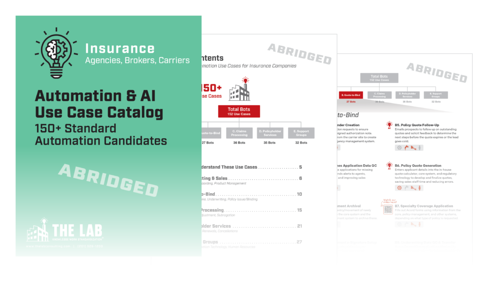 Automation & AI Use Case Catalog: Insurance - The Lab Consulting